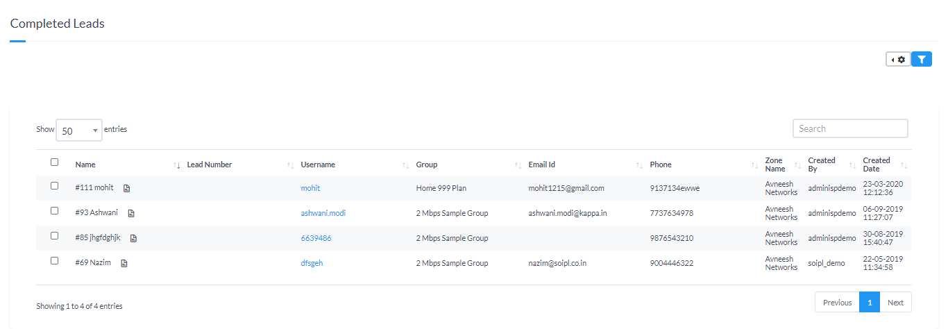 Completed and dropped leads - Documentation - Jaze ISP Manager